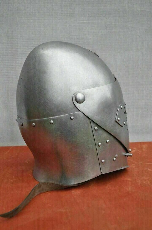 Medieval Knight Templar Helmet Solid Steel Armor Great closed face ...