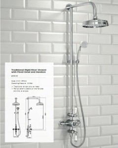Traditional Rigid Riser Shower with Fixed Head and Handset | eBay