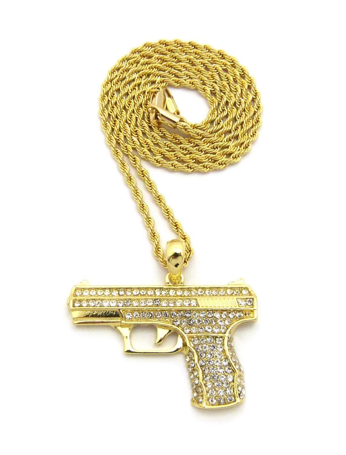 MENS MACHINE GUN AK47 CHOPPER ,UZI WEAPON, GUN,PENDANT BOX CHAIN 3 ...