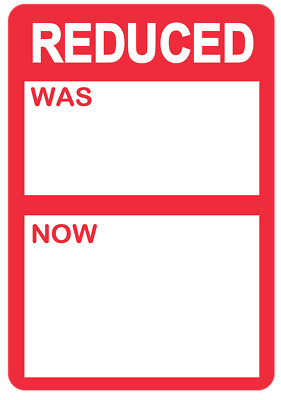 Red - Reduced was / now Price Stickers / Labels For Use With Thermal ...