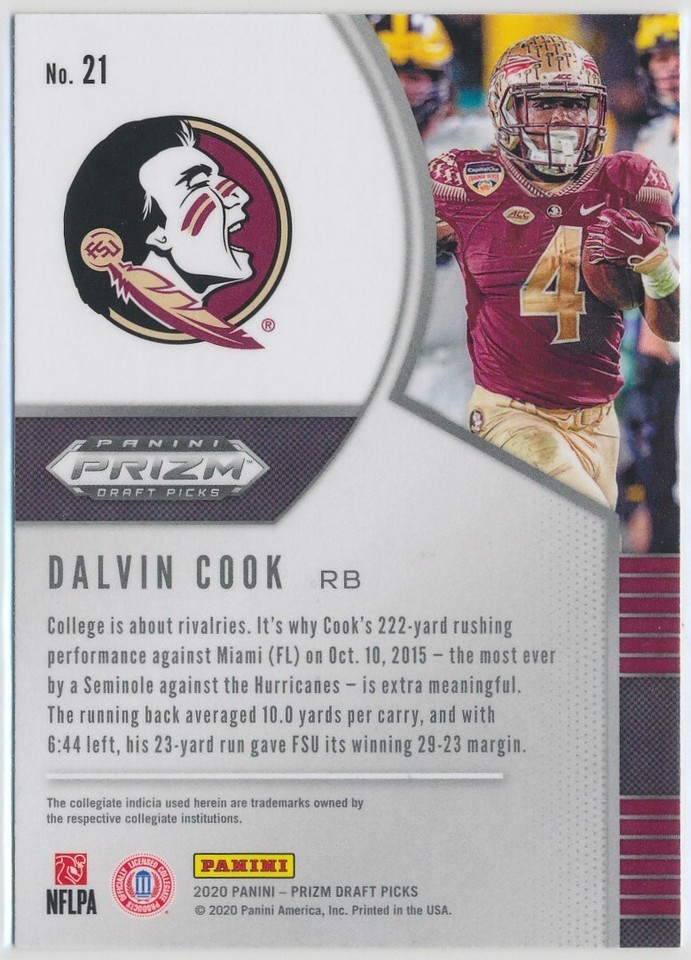 Dalvin Cook - Florida State Seminoles - 2020 Prizm Draft Picks - Base ...
