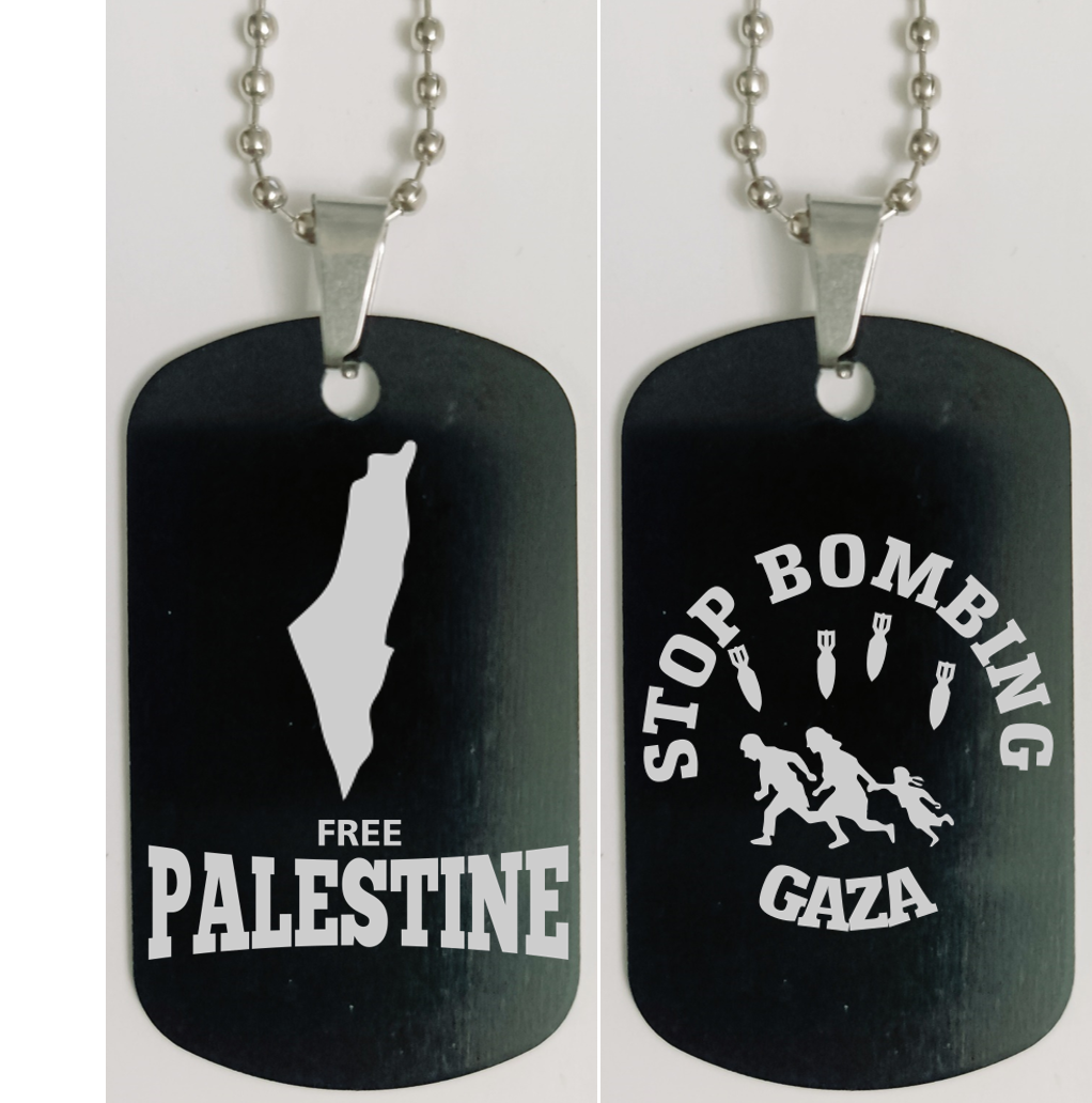 Free Palestine Support Gaza Protest Military Dog Tag Keyring Pendant ...