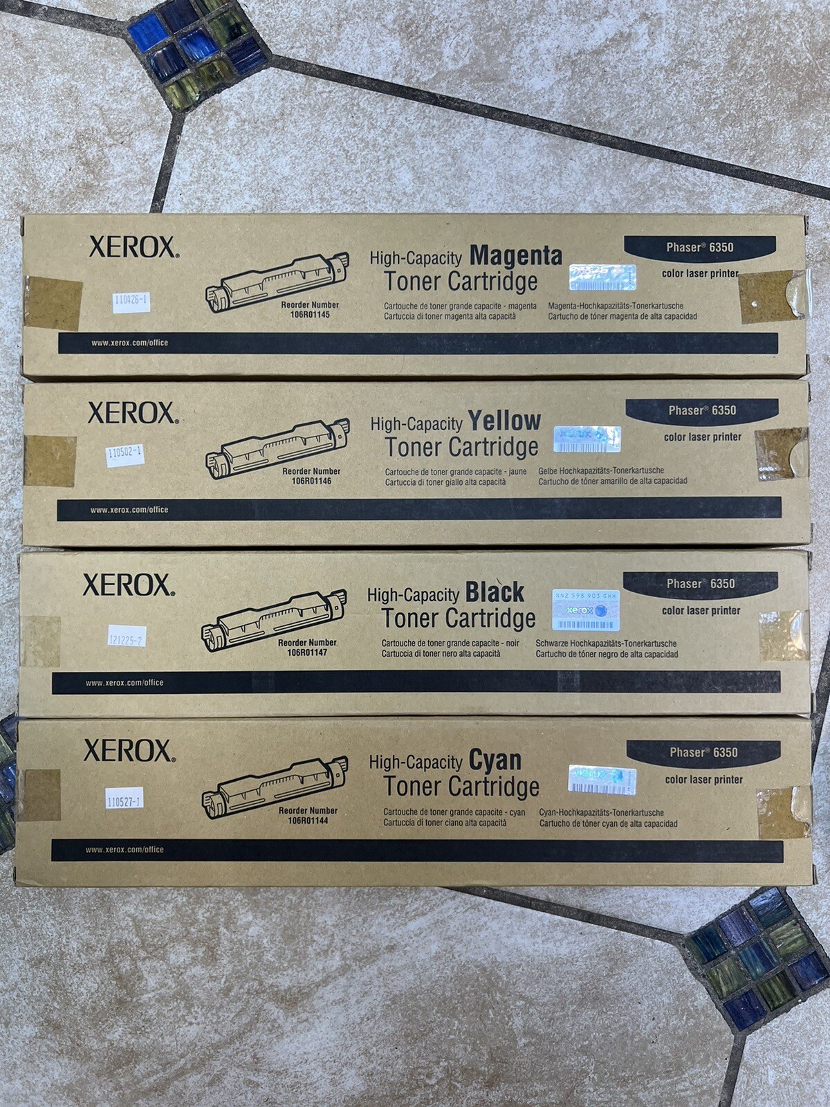 Genuine XEROX Phaser 6350 HC Set of 4 M, Y, B, C Toner Cartridge New | eBay