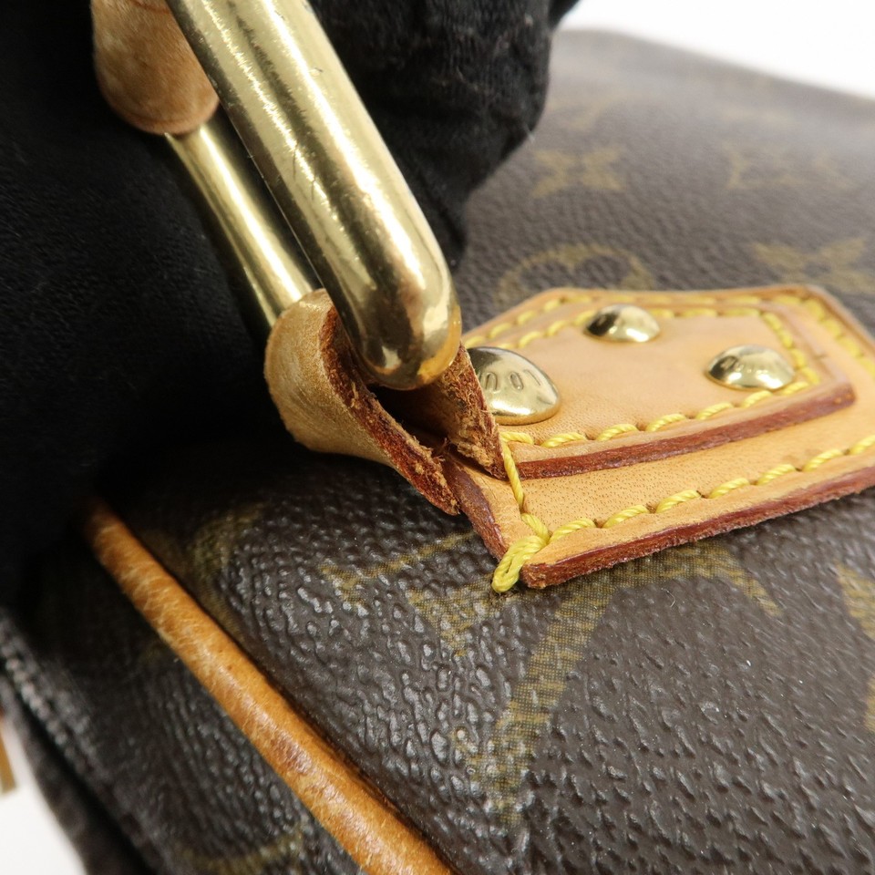 Authentic Louis Vuitton Monogram Manhattan PM Hand Bag Brown M40026 Used F/S | eBay