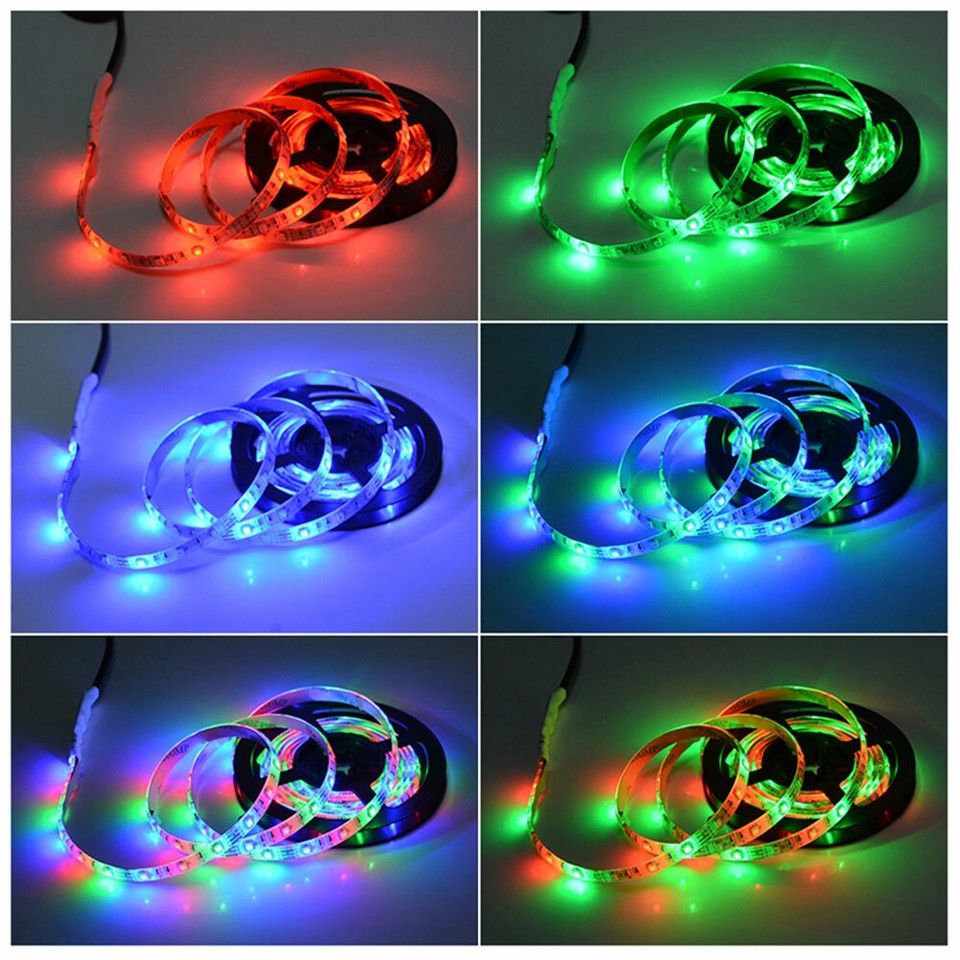 LED STRIP LIGHTS 5050 RGB COLOUR CHANGING TAPE UNDER CABINET KITCHEN TV ...