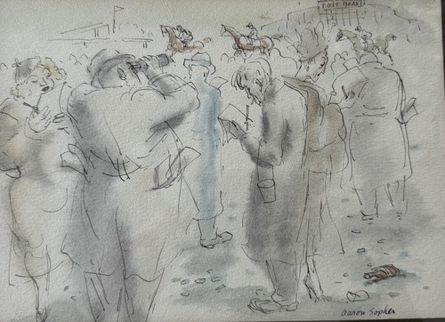 Aaron Sopher Original Signed Watercolor Pimlico Races Framed Baltimore ...