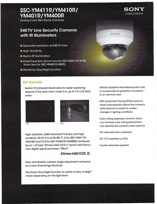 Sony SSC-YM400R 540 TVL Analog Color Mini Dome Camera with IR ...