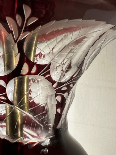 Antique Bohemian Cut To Clear Ruby Table Lamp Works 12” x 5” | eBay