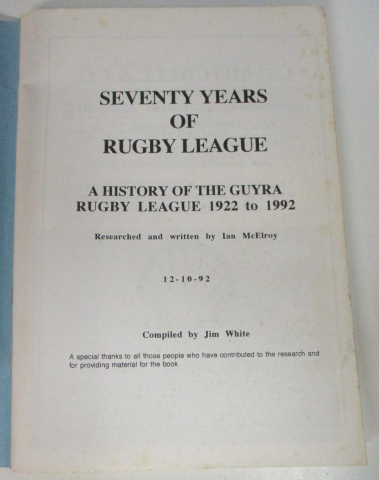 Seventy Years of Rugby League, History of The Guyra 1922 to 1992, by Ian McElroy | eBay UK