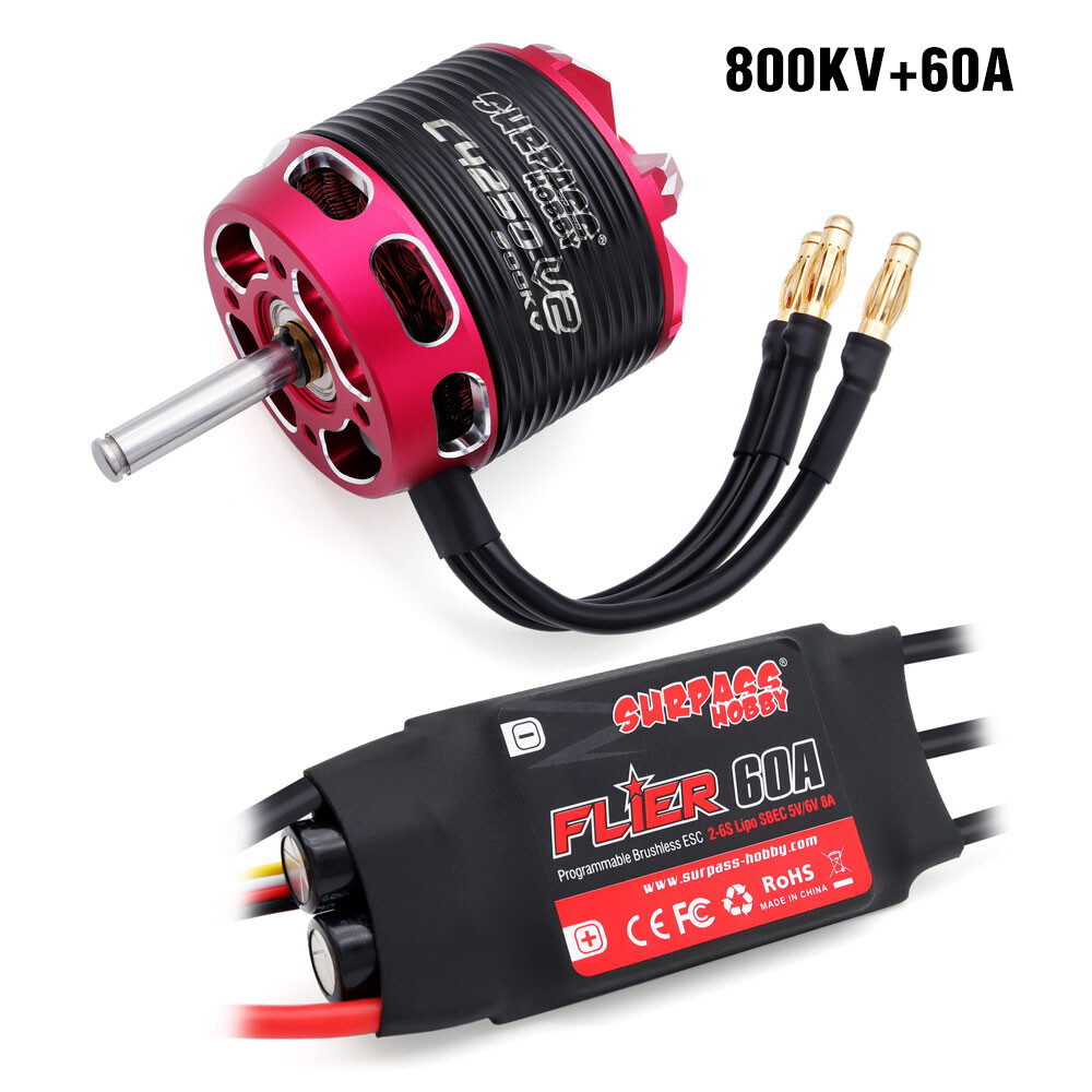 SURPASS HOBBY Brushless Motor 60A 80A ESC Combo Set for RC Fixed Wing ...