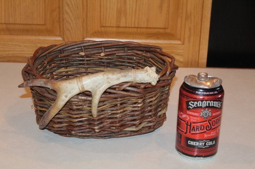 Wicker Basket Antler Set Whitetail Deer Mule Log Cabin Decor Taxidermy ...