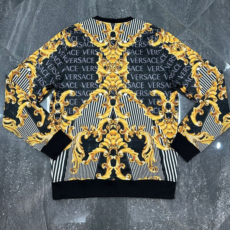 New Men's Sweat shirt VERSACE Black & Gold Long Sleeve Slim Size | eBay