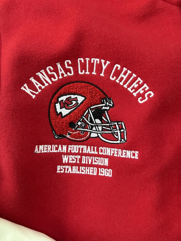NFL Kansas City Chiefs Thick Wool Leather Letterman Varsity Bomber ...