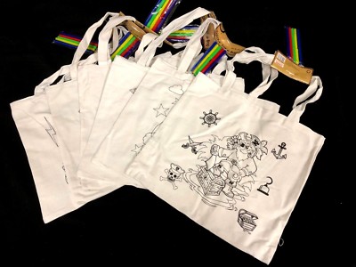 LARGE 6x Kids Colour In Your Own Tote Bag Wt Marker Textas 35x36cm ...