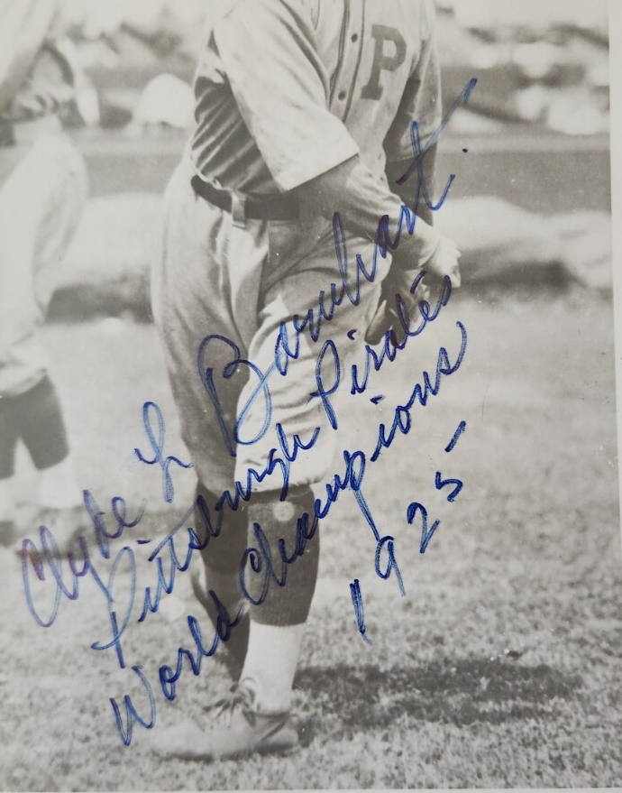 CLYDE BARNHART Signed Photo Postcard Pirates World Series champs 1925 ...