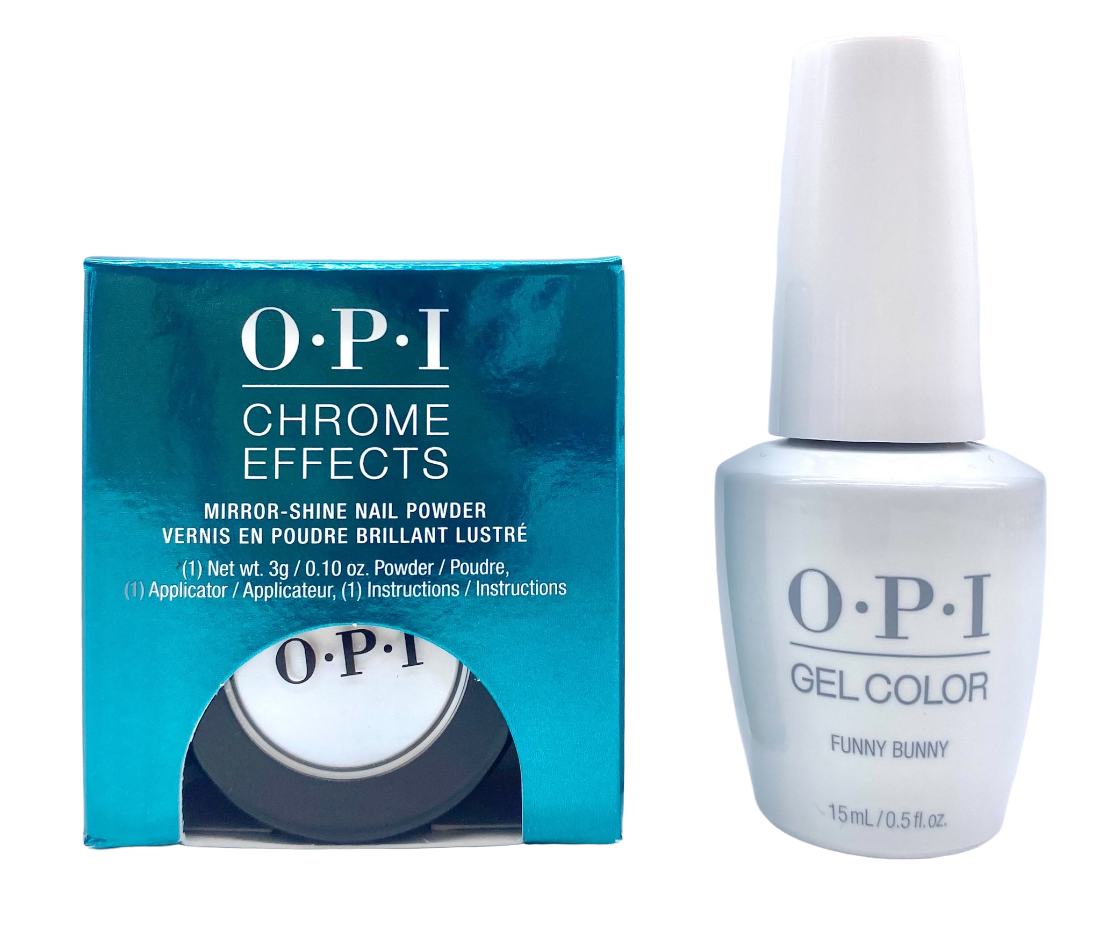 OPI Chrome Effects Blue Plate Special Nail Powder+OPI GelColor Funny ...