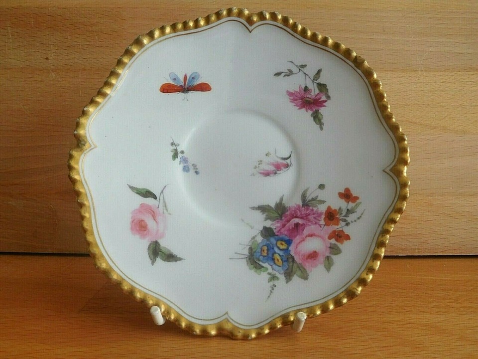 ANTIQUE FLIGHT BARR AND BARR PORCELAIN CUP AND SAUCER WITH DRAGONFLY ...