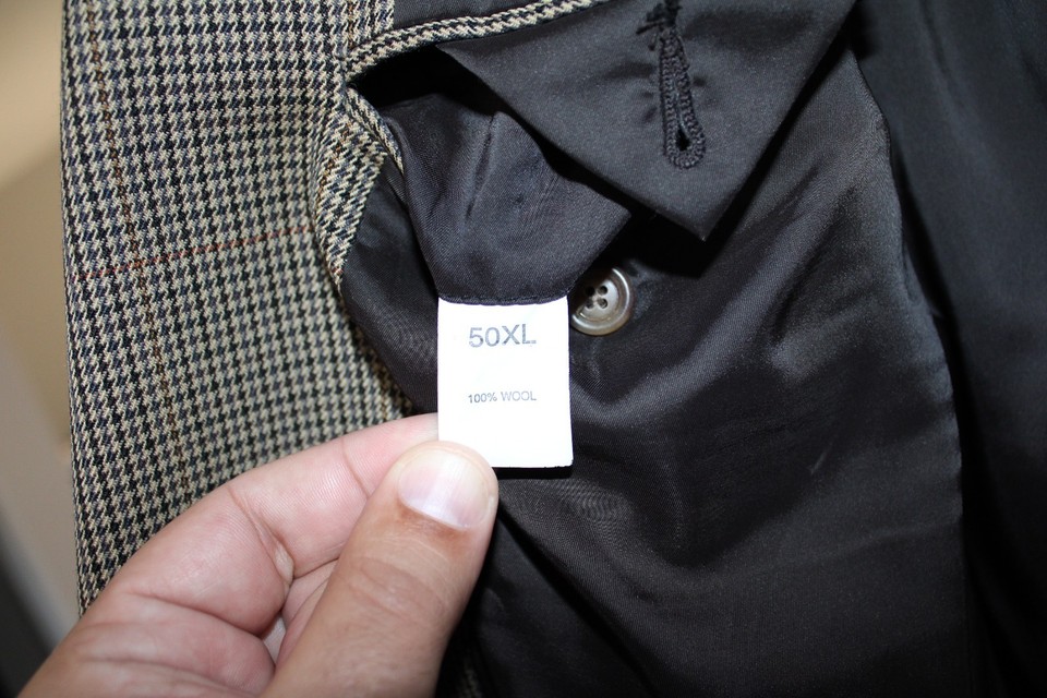 BROWN HOUDSTOOTH JOS. A. BANK 100% WOOL SPORT COAT sz 50XL suit jacket ...