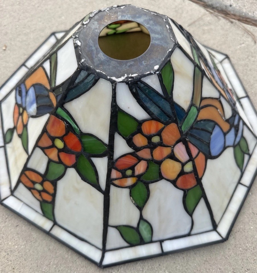 Tiffany Style Stained Glass (Plastic) Torchiere Lamp Shade Love Birds ...
