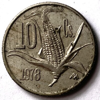 1978 Mo Mexico 10 Centavos w Ear of Corn Mexican Coin Eagle Snares ...