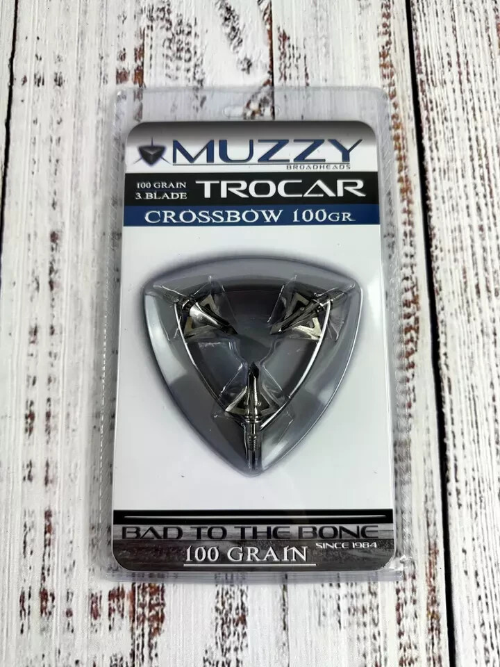 NEW 🏹🎯 3 Packs - 3 BLADE Muzzy Trocar 100 Grain Crossbow Fixed Broadheads 🏹🎯 | eBay