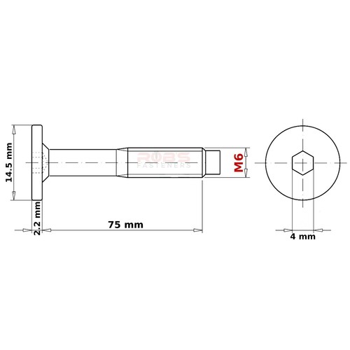 M6 FURNITURE CONNECTOR BOLTS FLAT HEAD ALLEN KEY SCREWS ZINC PLATED ...