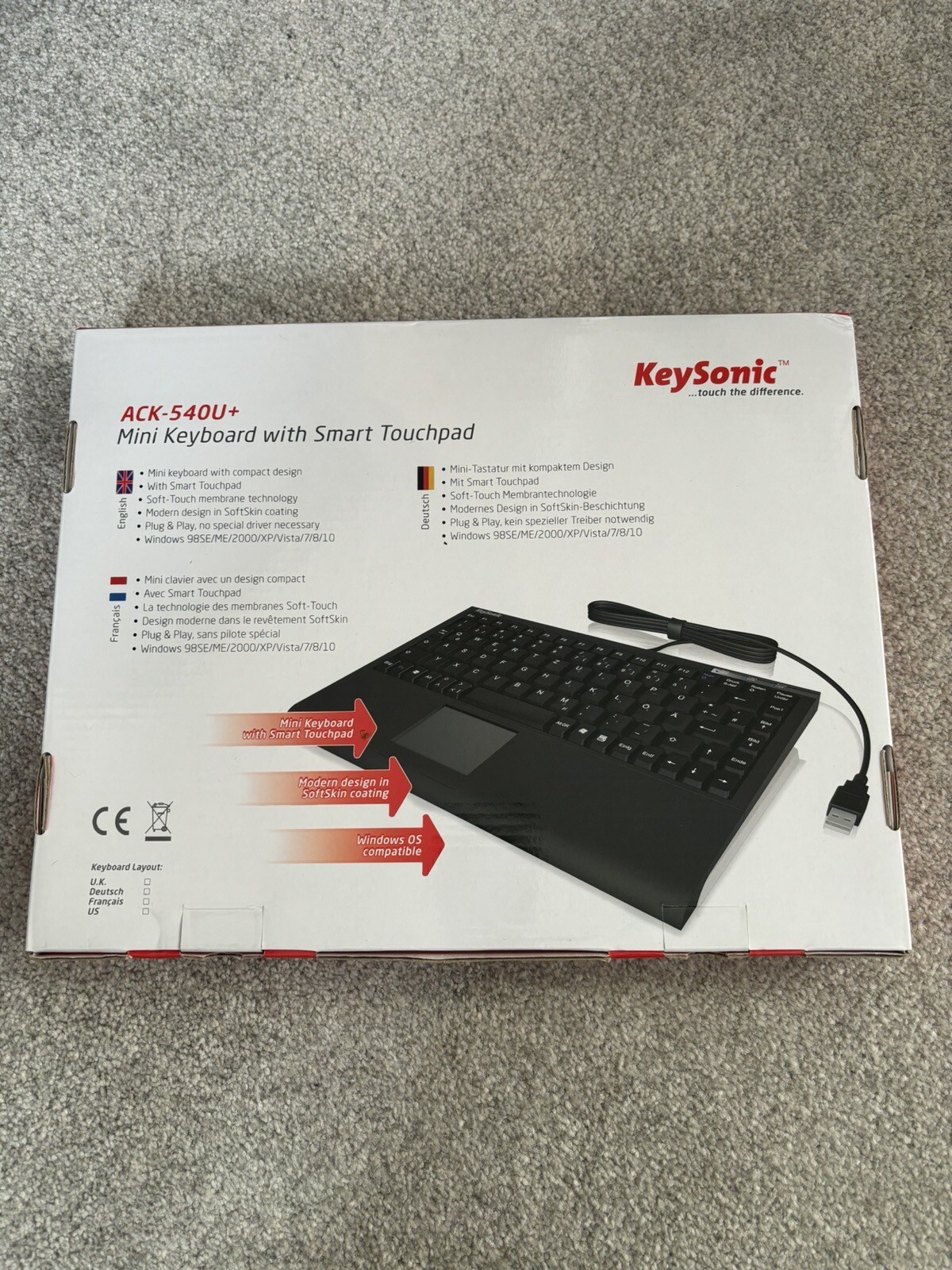 Keysonic 540u Mini USB Keyboard Touchpad for sale online | eBay