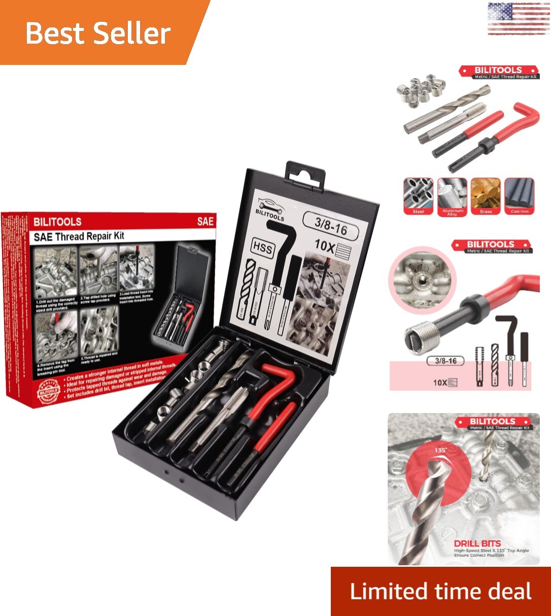 3/8-16 inch Thread Repair Kit - HSS Drill Helicoil - Automotive ...