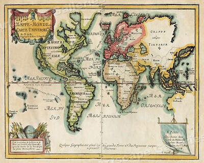 1700s “Map of the World” Remarkable Vintage Style Map - 20x24 | eBay