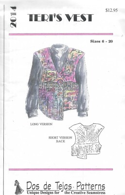 Women's High Low Vest Sewing Pattern UNCUT Size 6-20 Unique Style | eBay