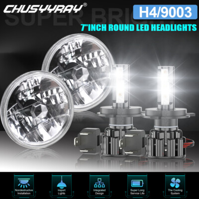 Pair 7" Round LED Headlights Hi/Lo For Chevy Truck 47-57 C20/30 Pickup ...