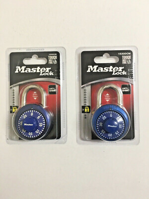 2 pack Masterlock 1530DCM Blue Combination Padlock Master Lock Anti ...