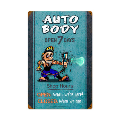 VINTAGE STYLE METAL SIGN Auto Body Shop Hours 16 X 24 | eBay