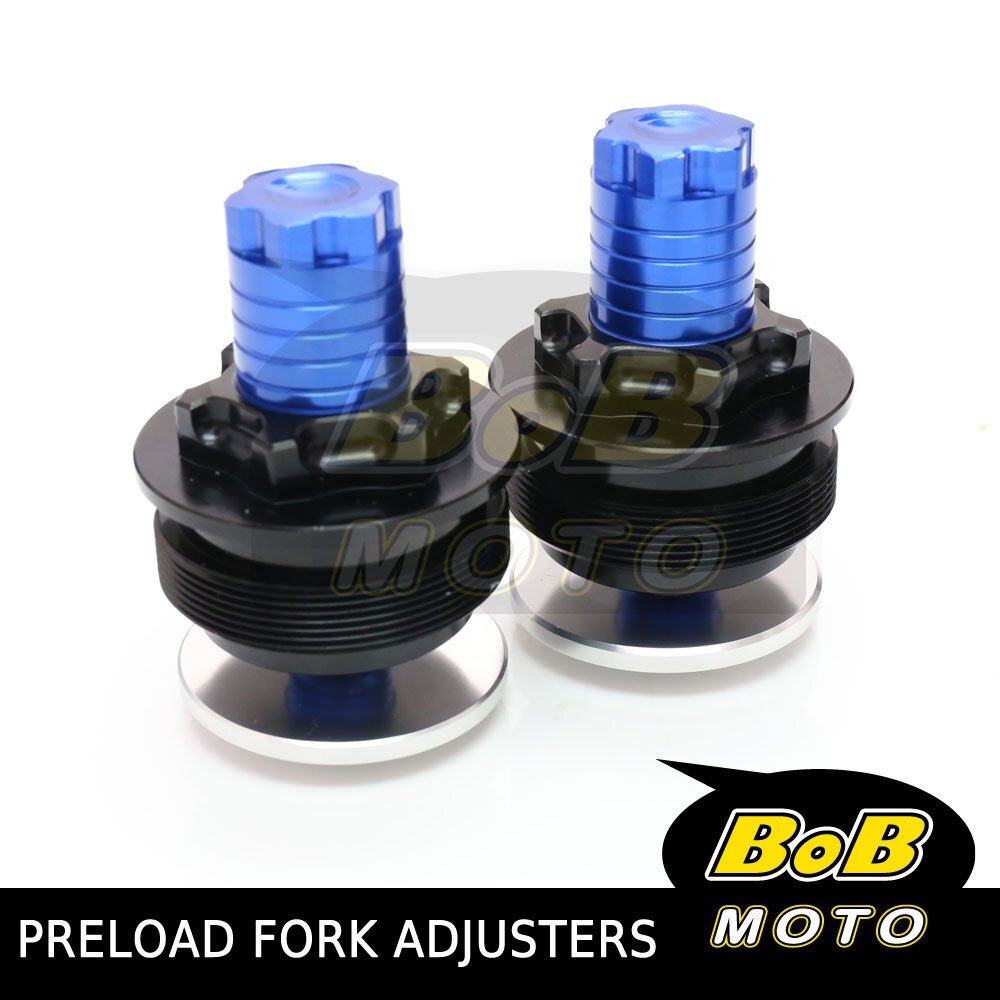 CNC Blue Front Fork Preload adjusters Fit Yamaha XT600 90-94 95 96 97 ...