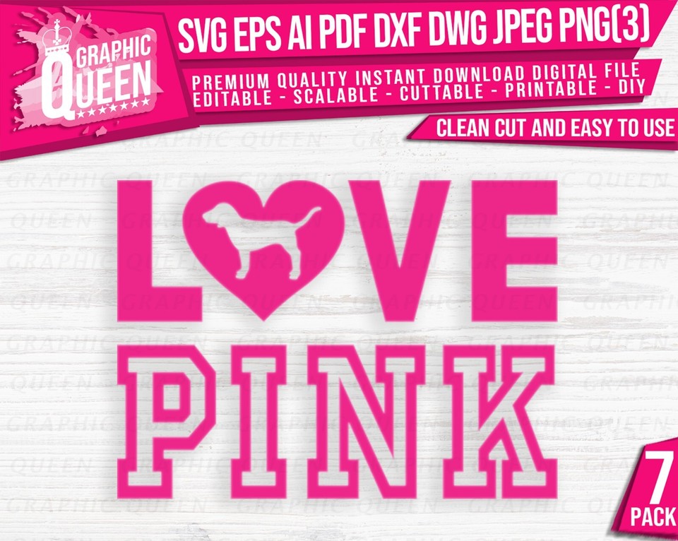 Love Pink BUNDLE logo digital file SVG Victoria Secret printable ...