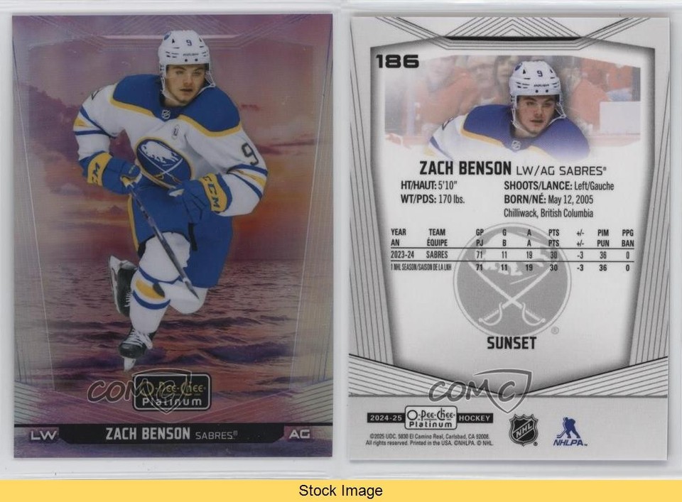 2024-25 O-Pee-Chee Platinum Sunset Zach Benson #186 READ 14d2 | eBay UK