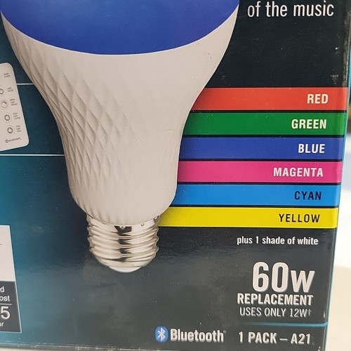 Ecosmart LED Light Bulb A21 Speaker w/Bluetooth 60W Color Changing and ...