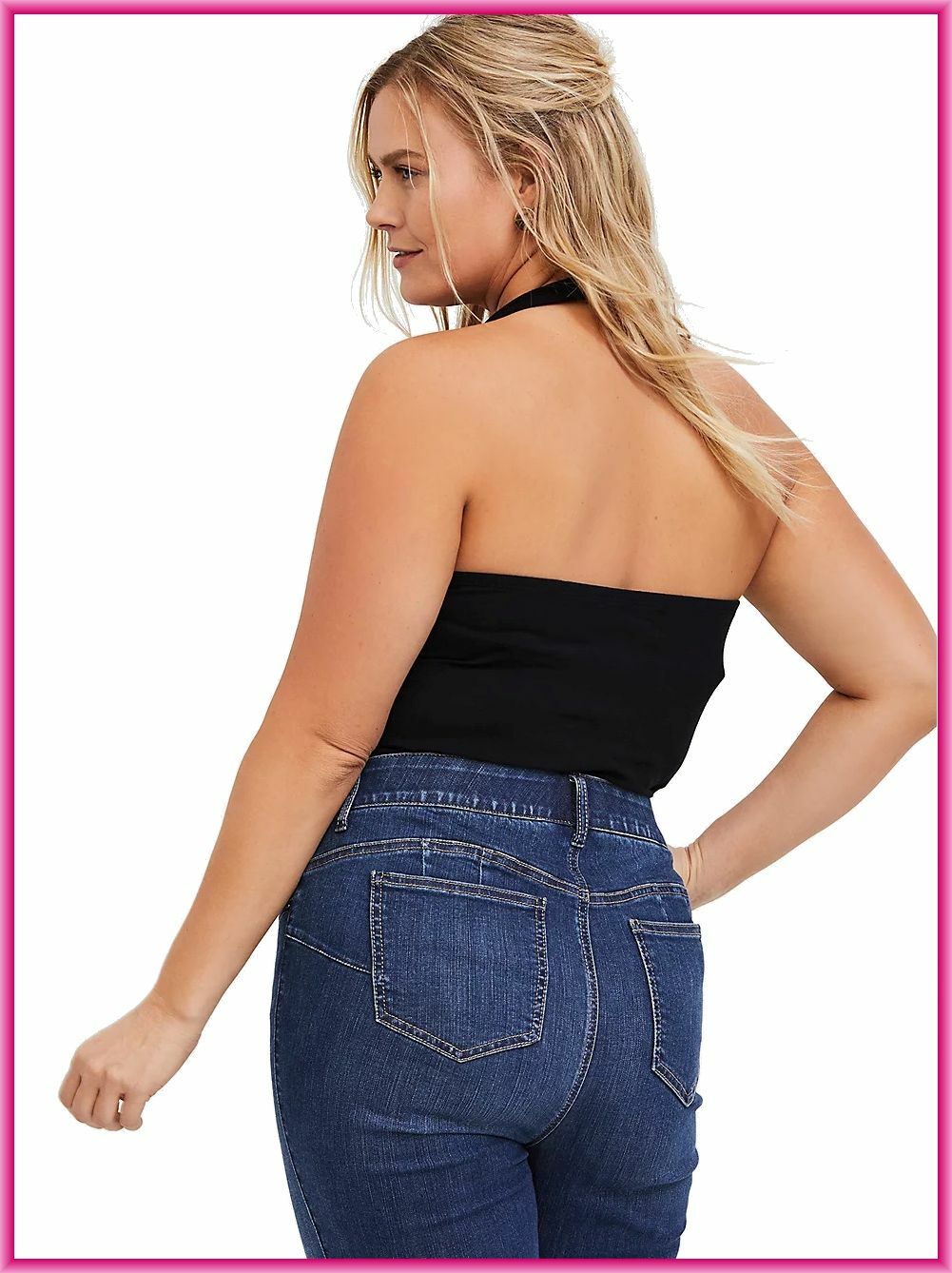 NWT TORRID (5X 28) SEXY BLACK FOXY HALTER TOP V-NECK OPEN BACK STRETCHY ...