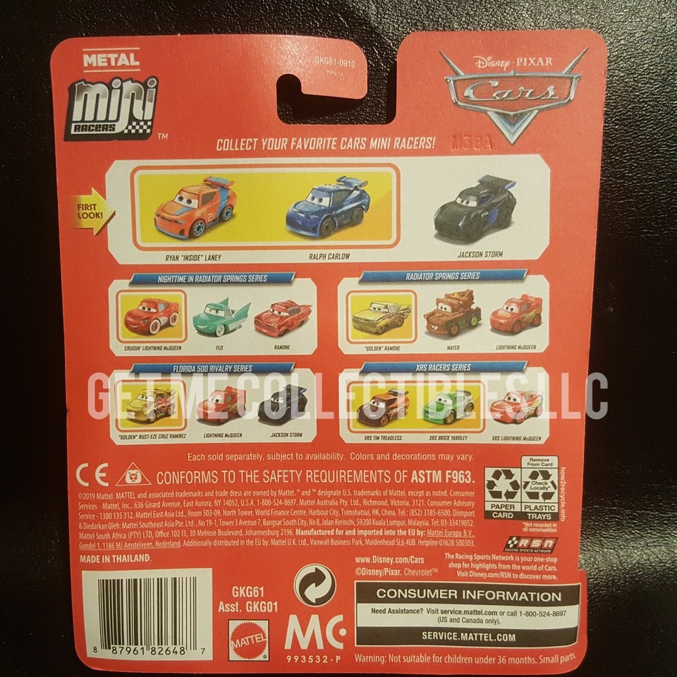 DISNEY PIXAR CARS MINI RACERS NEXT GEN JACKSON RYAN RALPH 3 PACK SHIP ...