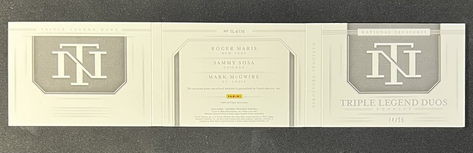 National Treasures Triple Legends Booklet Maris/Sosa/McGwire /99 | eBay