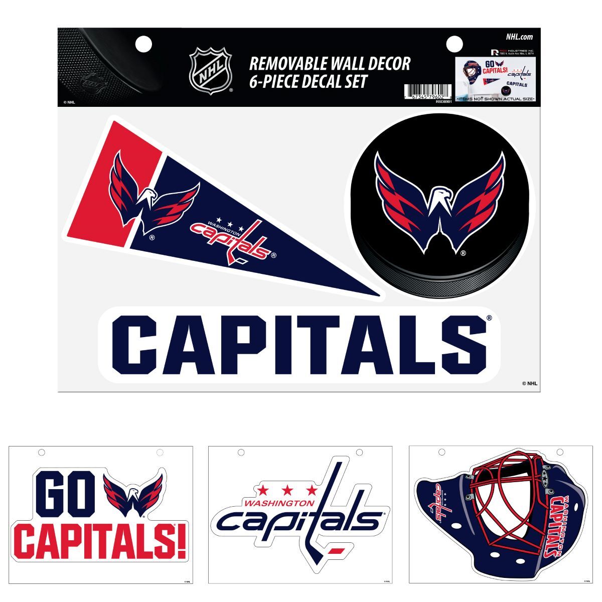 Washington DC Capitals NHL Set of 6 Removable Wall Decal Stickers | eBay