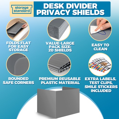 20-Pack Grey Desk Dividers for Students Classroom Plastic Privacy ...