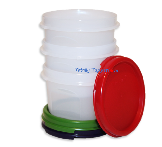 3 Tupperware #1 Rounds Modular Mates 7 oz / 200 ml Containers Red Blue ...