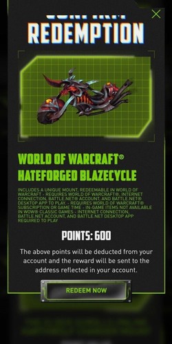 World Of Warcraft Hateforged Blazecycle Mount Mtn Mountain Dew Global ...