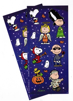 2 New Sheets SNOOPY PEANUTS HALLOWEEN Stickers! Woodstock Sally Lucy ...