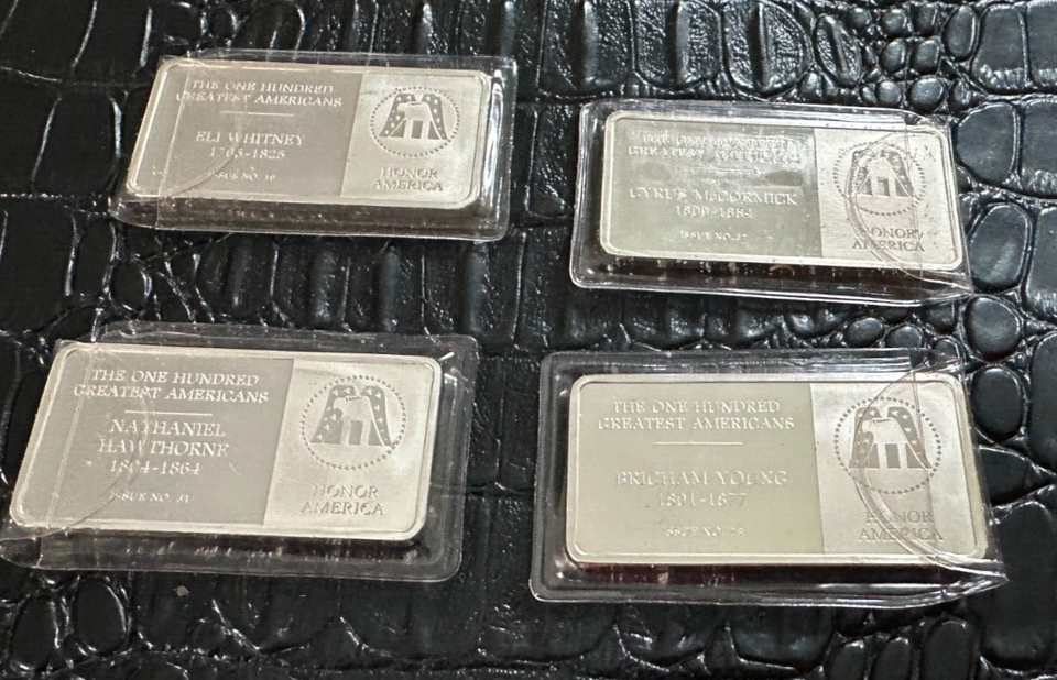 Vintage Sterling Silver Art Bar 100 Greatest Americans 500 Grains 1+oz ...