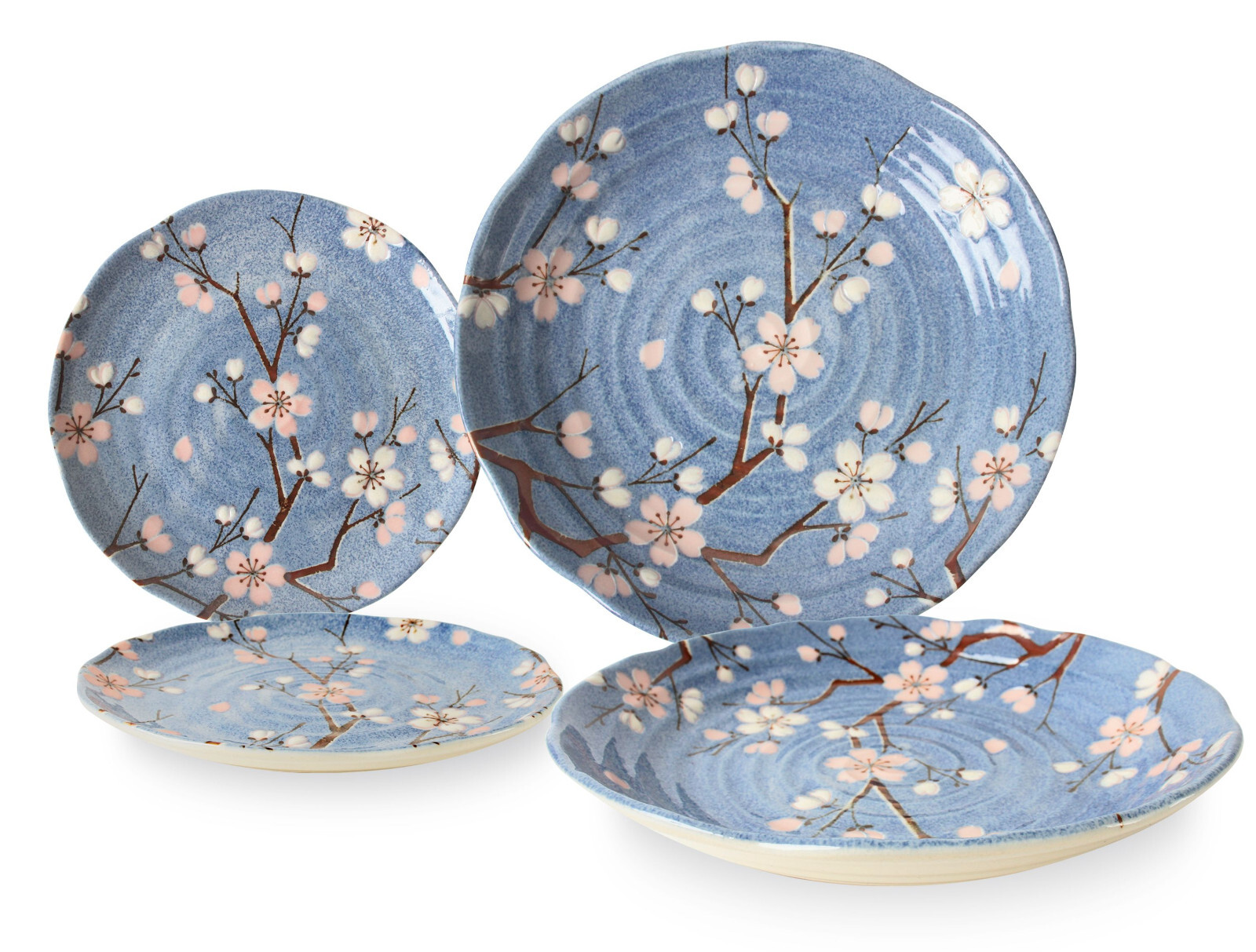 Mino ware Japanese Ceramics 2 Pasta Plate & 2 Salad Plate set Sakura ...