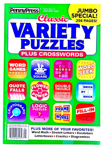 NEW 1 Penny Press Dell Variety CLASSIC Plus Crosswords Jumbo Puzzle ...