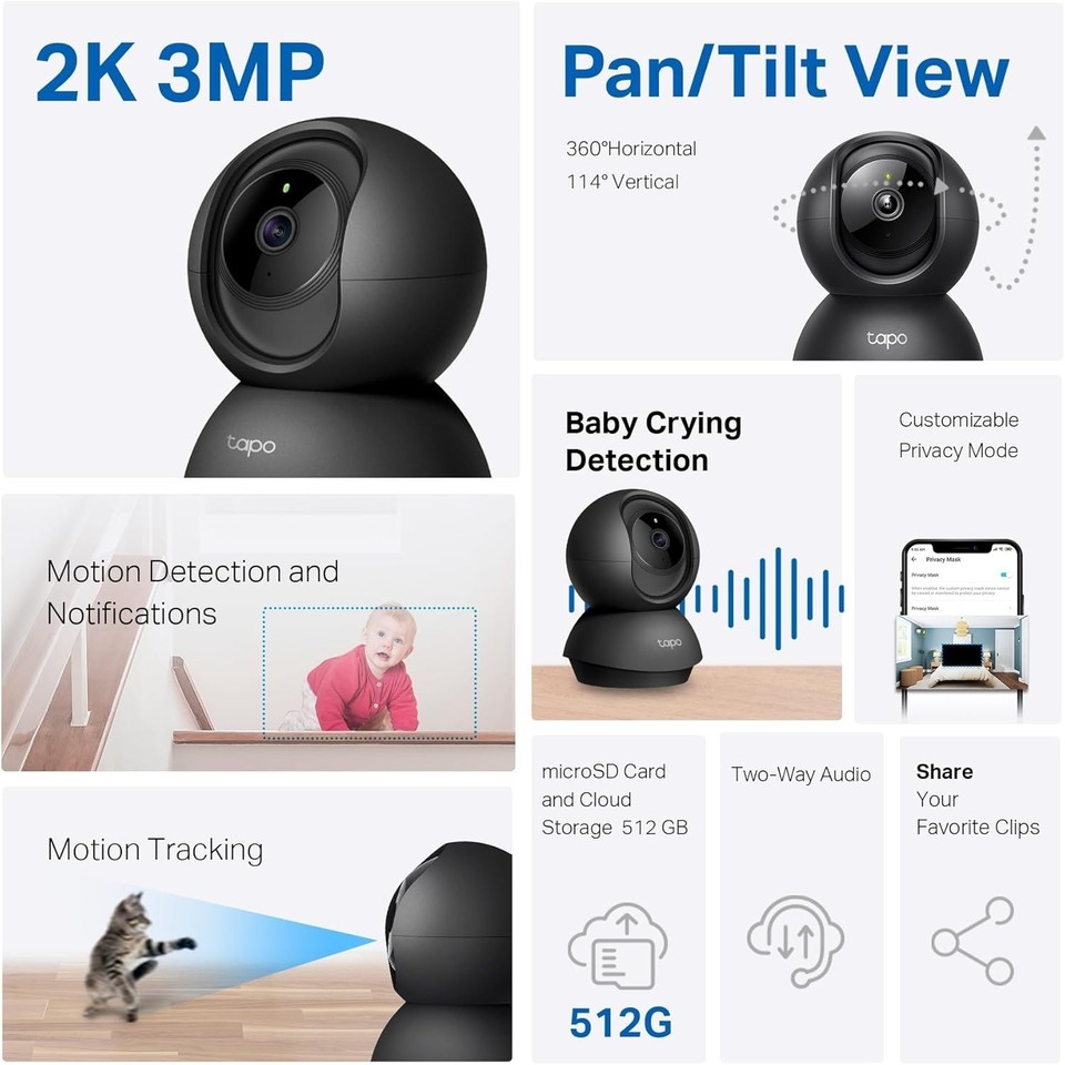 [2PK] Tapo C211 2K Resolution, Motion Detection Security WiFi Camera *NEW SEALED | eBay