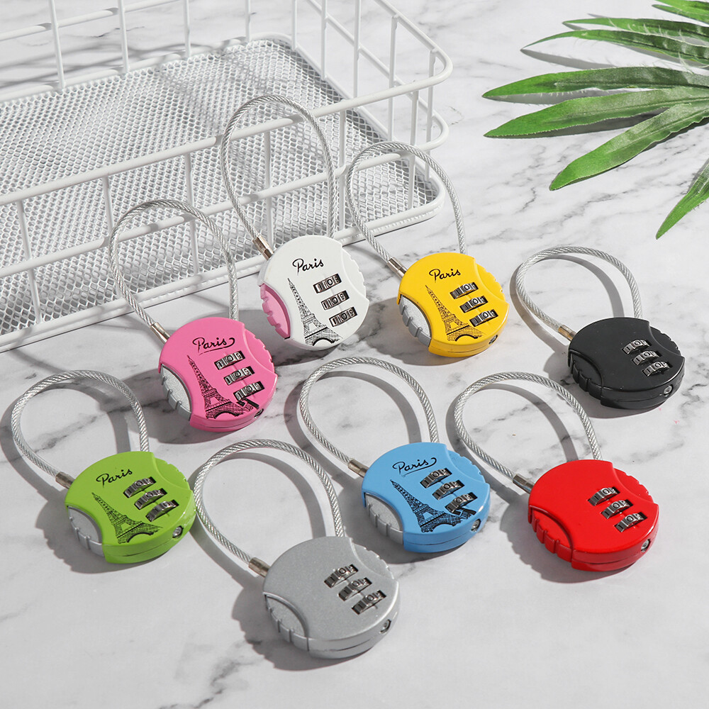 STRONG 3 DIGIT COMBINATION LOCK Bag Backpack Travel Cycle Security Wire ...